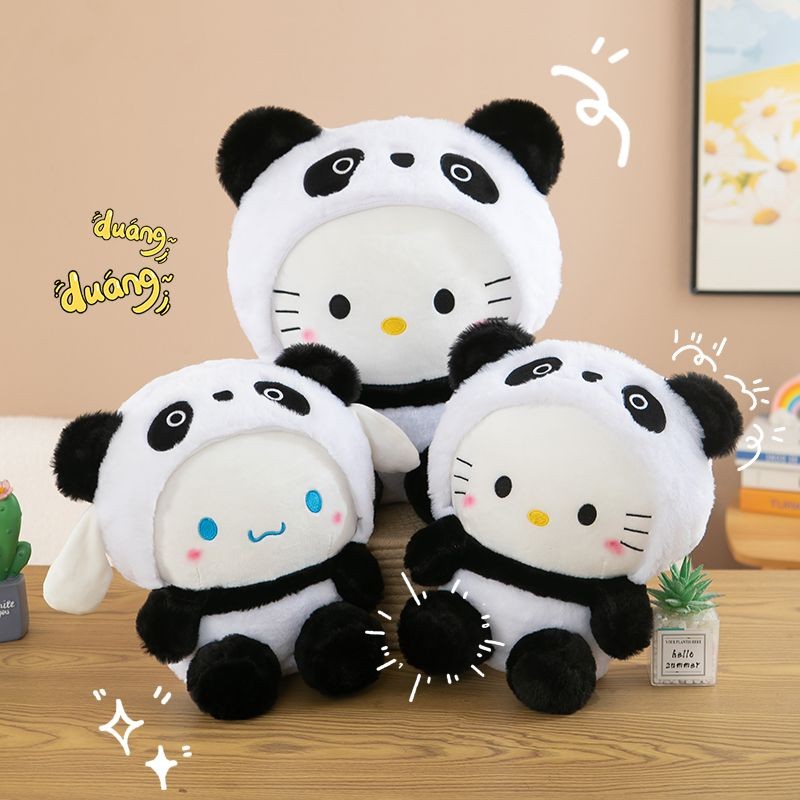 Pacha Sanrio Panda Transformation Plush Toy Drag Doll Cute Cartoon Doll ...
