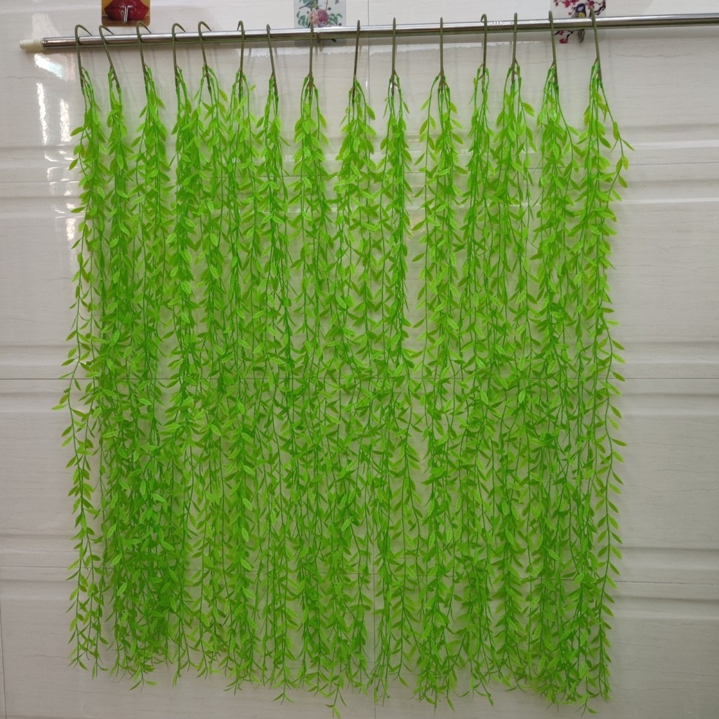 Tumbuhan Rotan Daun Willow Tiruan Daun Plastik Bunga Palsu Dinding ...