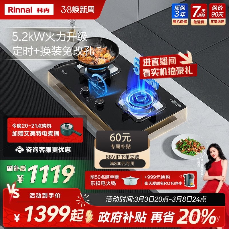 Dapur Gas Rinnai untuk Kegunaan Rumah Terbina dalam Dapur Gas Asli Api ...