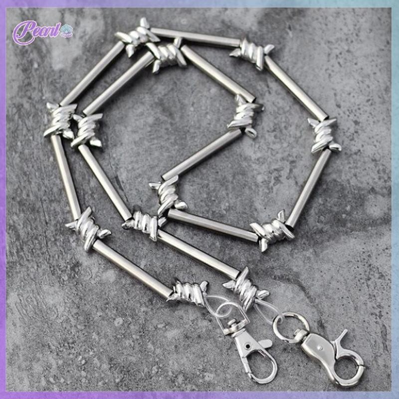 New 29" Heavy Metal Barbed Wire Silver Wallet Chain Punk Pants Chain ...