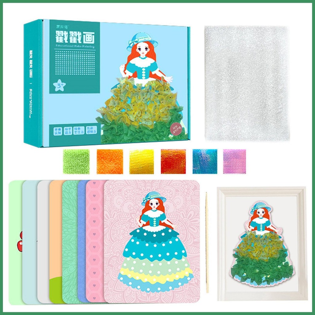 Creative Puzzle Puncture Painting Sticker Art Book For Kids Dress-Up ...