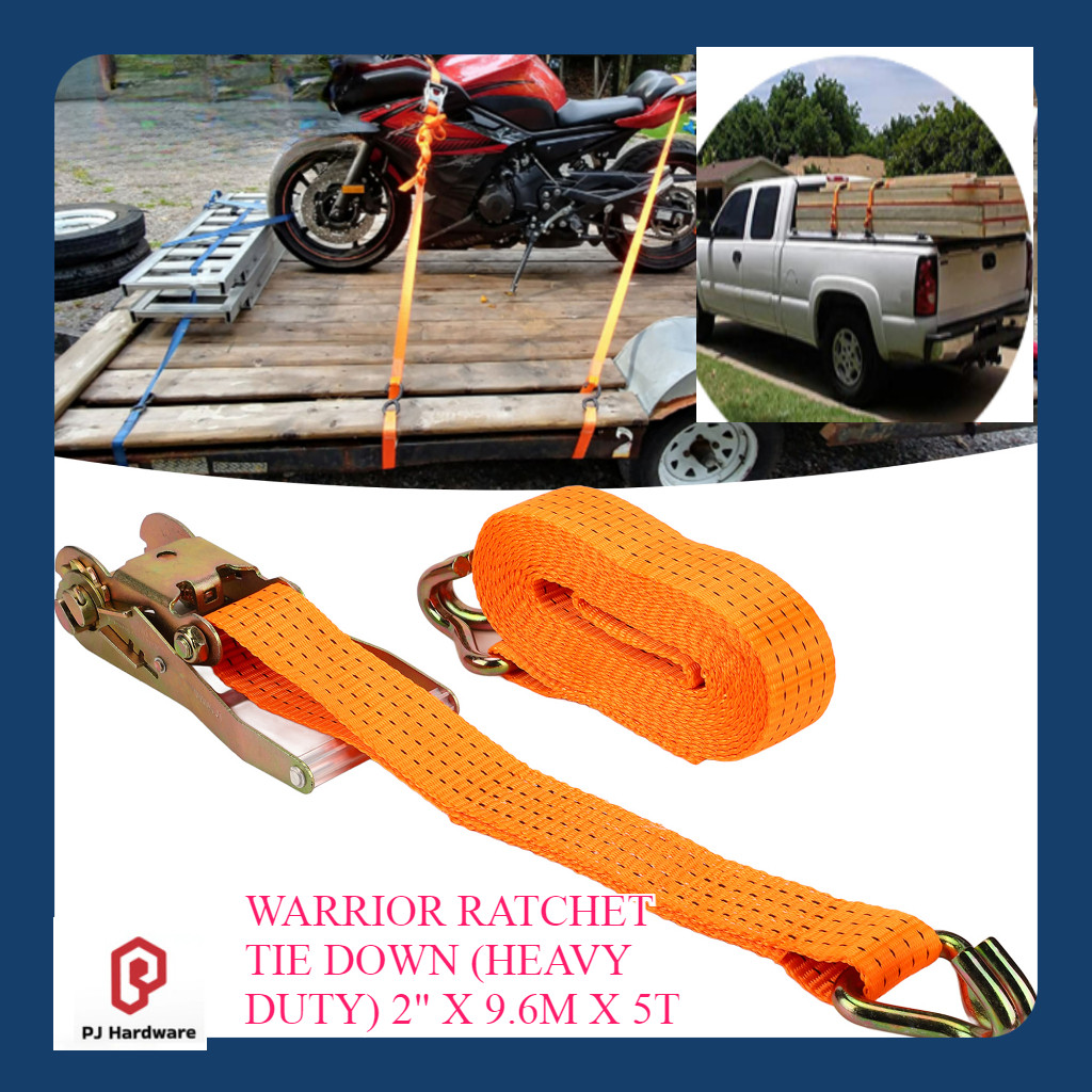 WARRIOR RATCHET TIE DOWN (HEAVY DUTY) 2" X 9.6M X 5T / TALI PENGIKAT ...