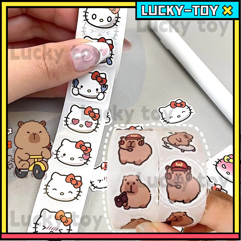 500pcs/Roll Capybara Loppy Sanrio Kuromi Sealing Sticker Tapes Cartoon ...