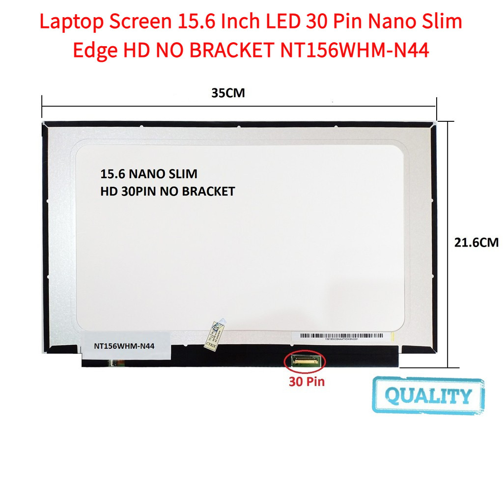 Laptop Screen 15.6 Inch LED 30 Pin Nano Slim Edge HD NO BRACKET ...