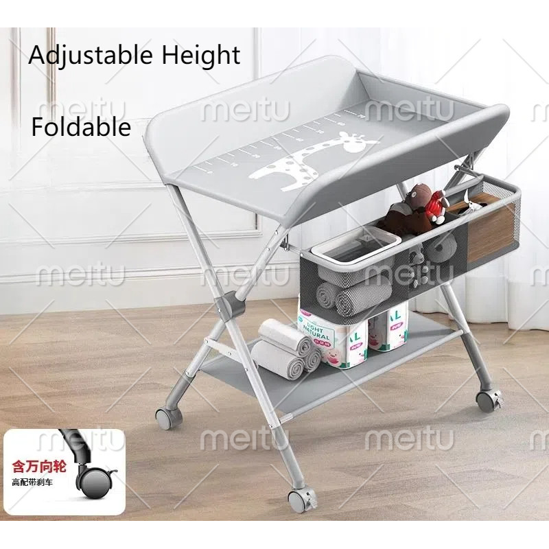 Baby Changing Table with Wheels, Folding Diaper Changing and Bath ...