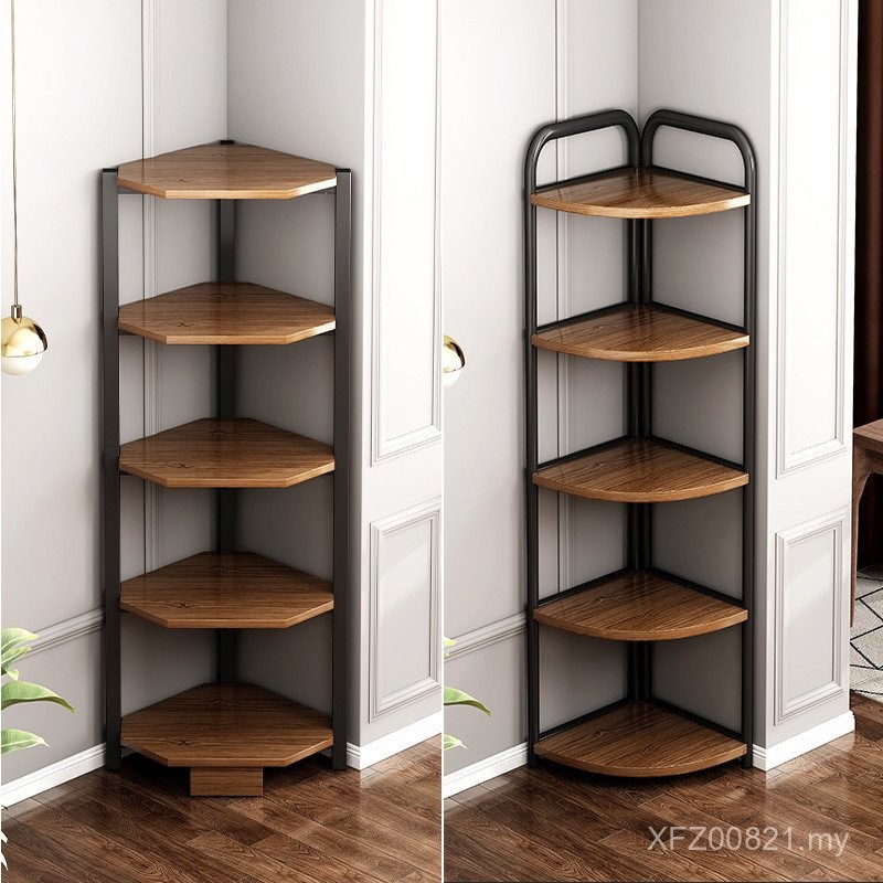 Triangular Floor Rack Bookshelf Bedroom Corner Cabinet Storage Shelf ...