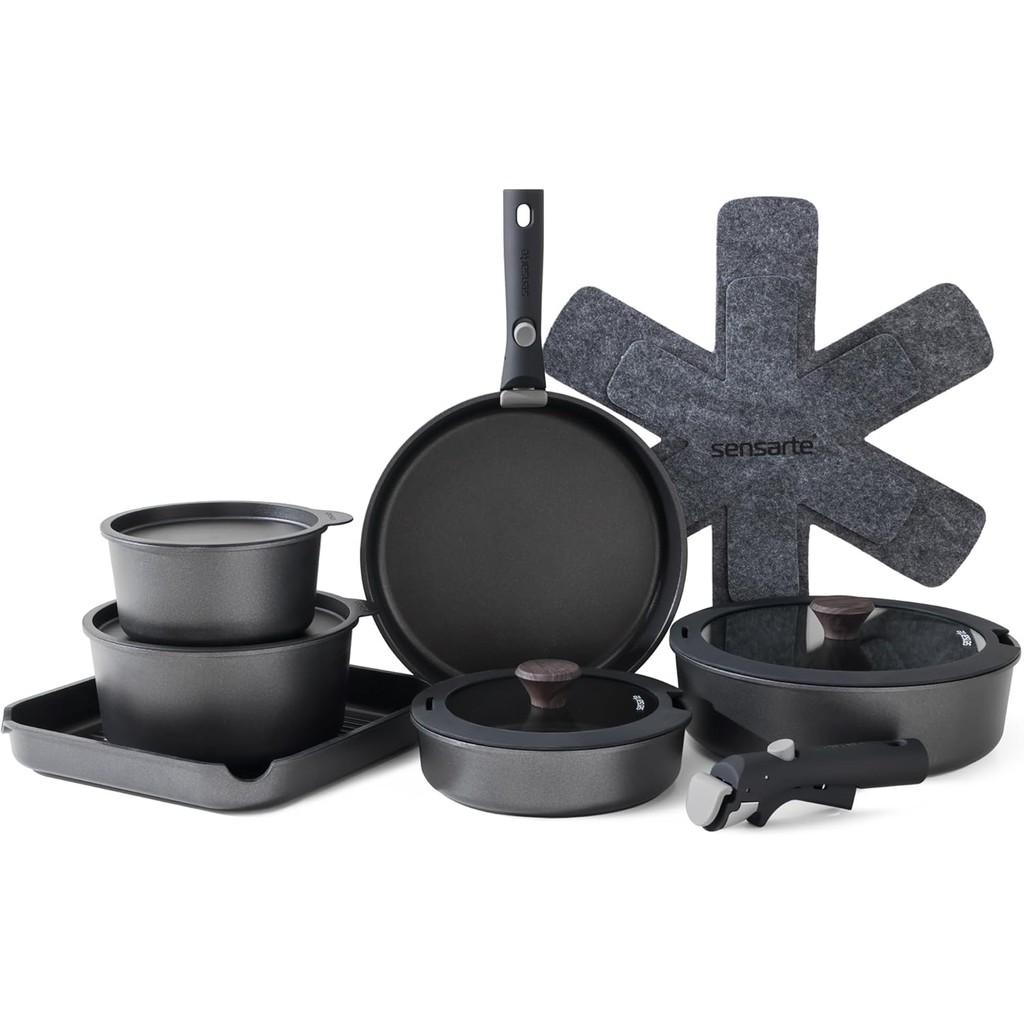 SENSARTE 17-Piece Saucepan Set, Non-Stick Cookware with Removable ...