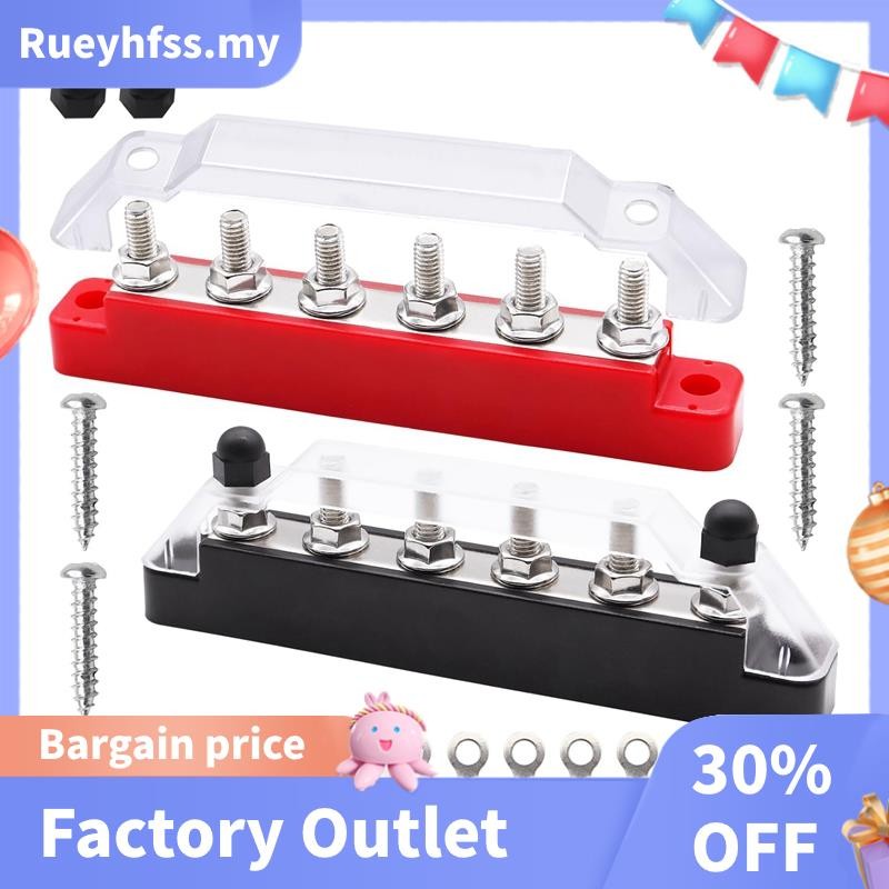 Excellent Battery Bus Bar 6 X 1/4Inch (M6) Terminal Studs 12V Power Distribution Block with ...