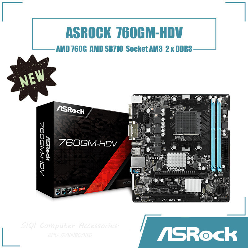 ASROCK 760GM-HDV Motherboard North Bridge AMD 760G South Bridge AMD ...