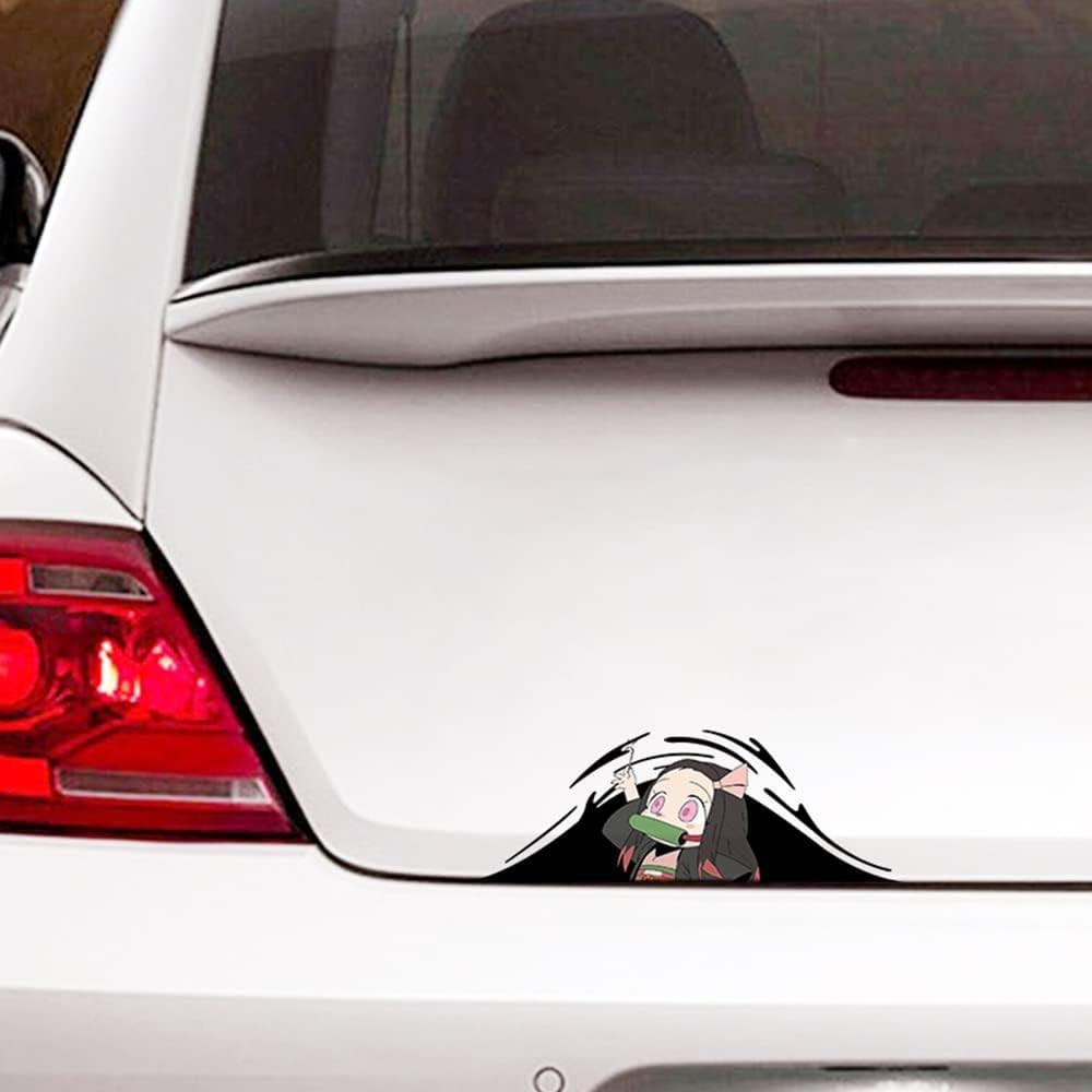Cute Devil Girl Nezuko Peeker Decals Funny Car Sticker for Bumper Trunk ...