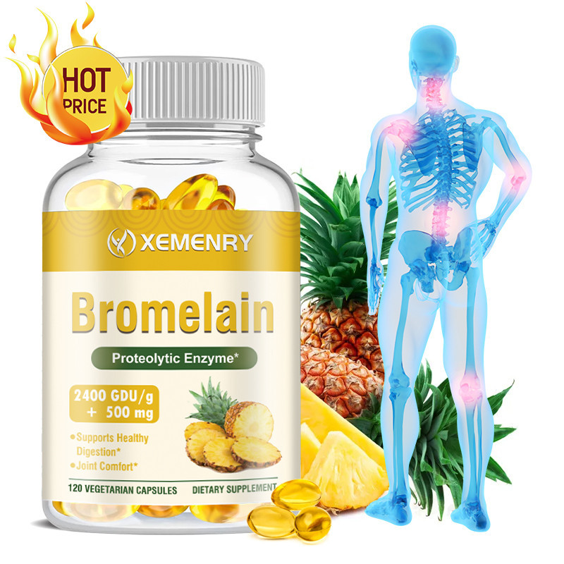 XEMENRY Bromelain Digestive Enzyme Pineapple Supplement, 2400 GDU/g ...