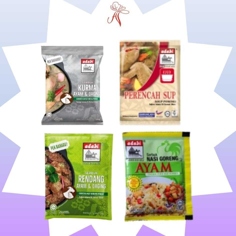 ADABI Serbuk Kurma Ayam & Daging/Perencah Sup/Serbuk Rendang 24g ...