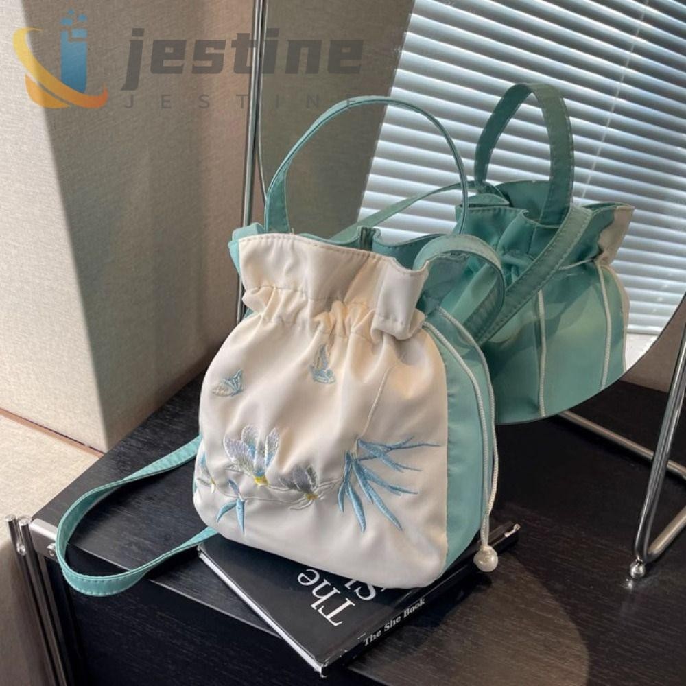 JESTINE Chinese Style Handbag, Silk Satin Ethnic Style Embroidery ...