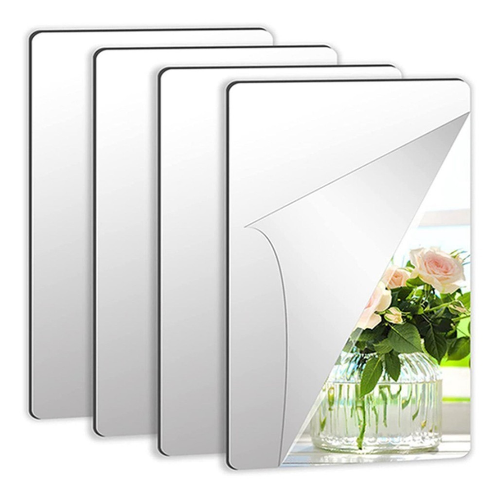 4pcs Square Mirrors for Wall Flexible Mirror Sheet Sticky Mirrors for ...