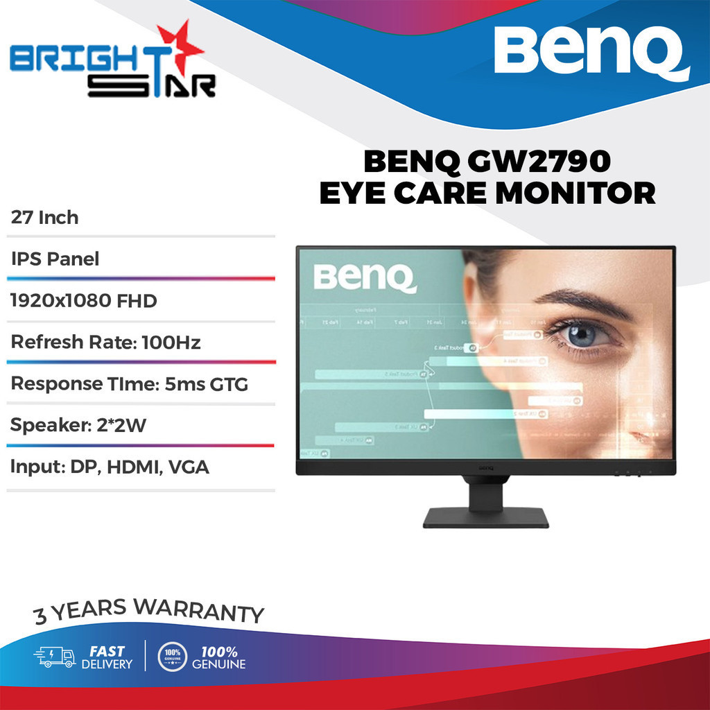 BENQ GW2790 Eye Care Monitor - 27"/IPS/1920x1080/FHD/5ms GTG/Built-in ...