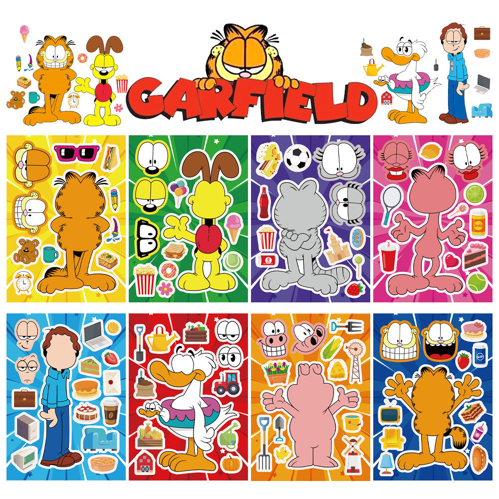 8pcs Cartoon Animation Garfield and Friends Series Character Puzzle ...
