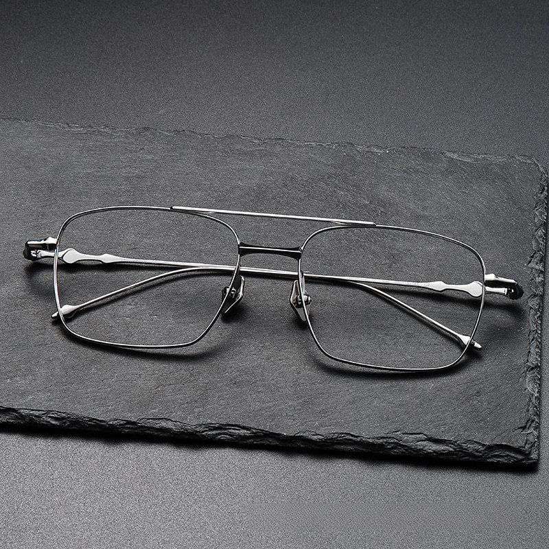 Pure Titanium Light Glasses Frame Double Beam Spectacles Men Women ...