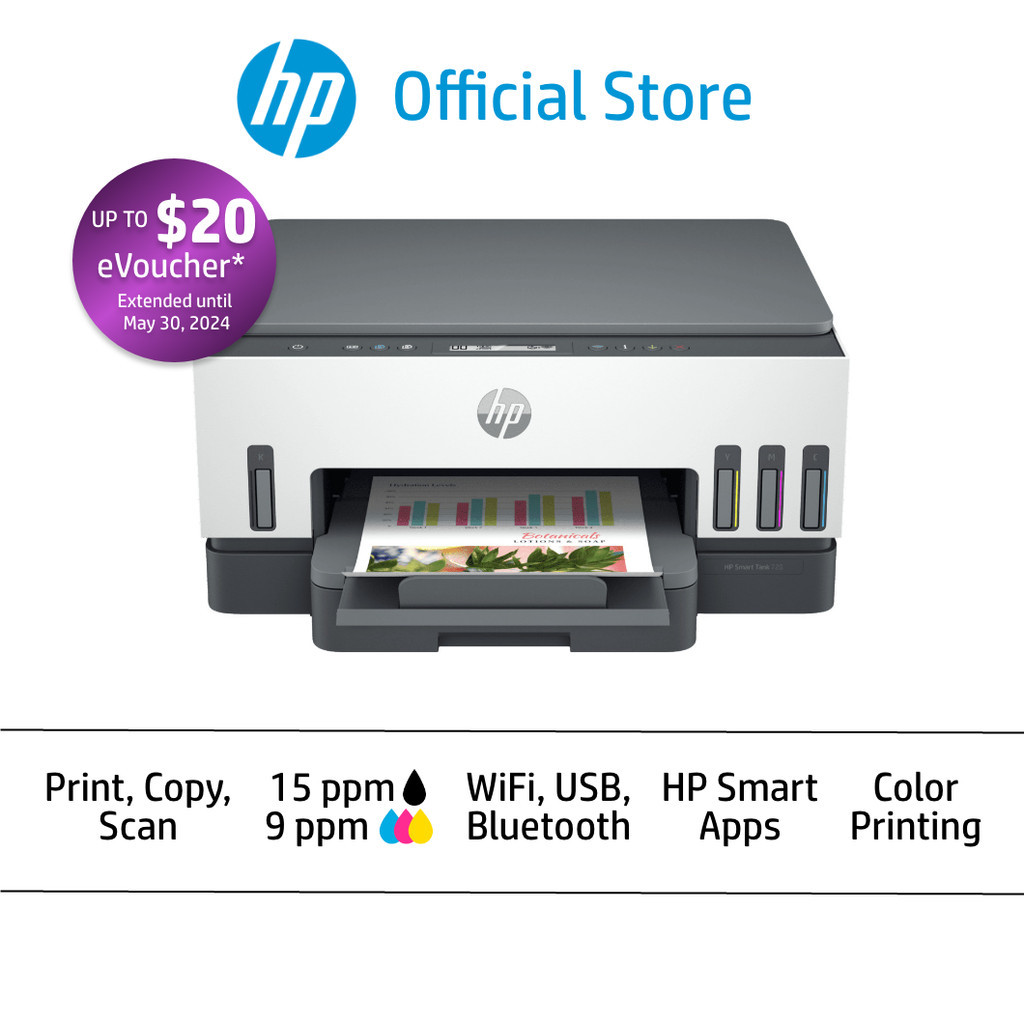 HP Smart Ink Tank 720 Wireless All-in-One Color Inkjet Printer - Print ...