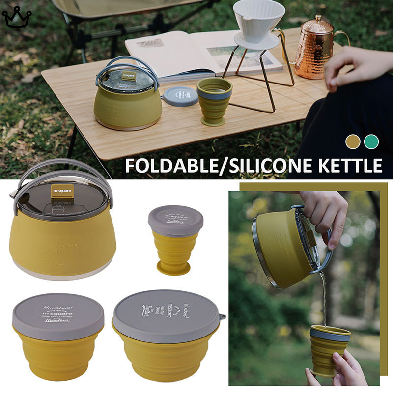 Silicone Kettle Folding Water Pot Portable Field Camping Open Fire ...