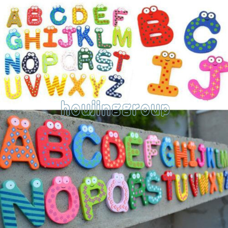 26 Alphabet Wooden Colorful Cartoon Fridge Magnets Fridge Magnetic ...