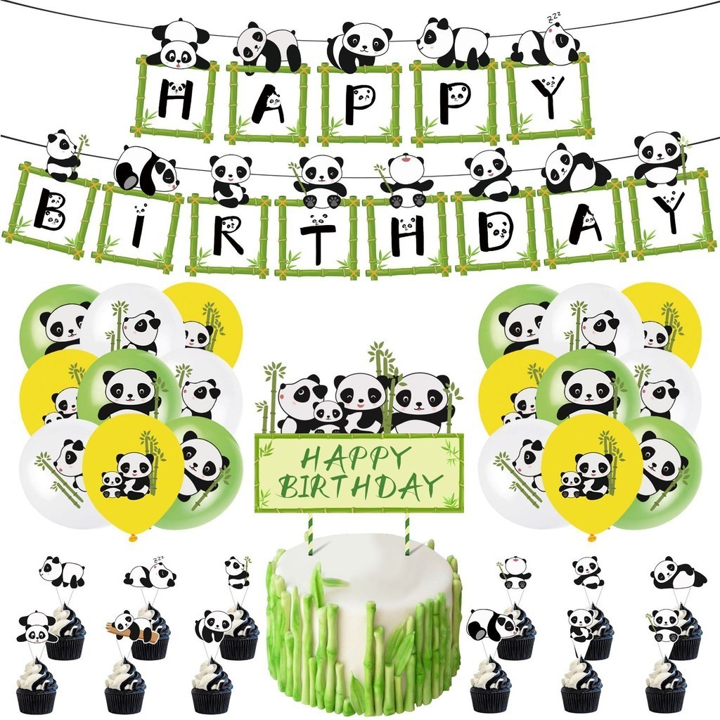 Panda Theme Banner Panda Balloon Set panda birthday decoration Panda ...
