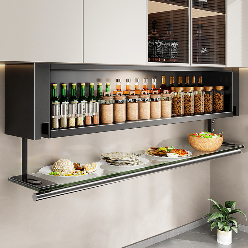 Perforation-free Wall-Mounted Kitchen Condiment Shelf Under the Hanging ...