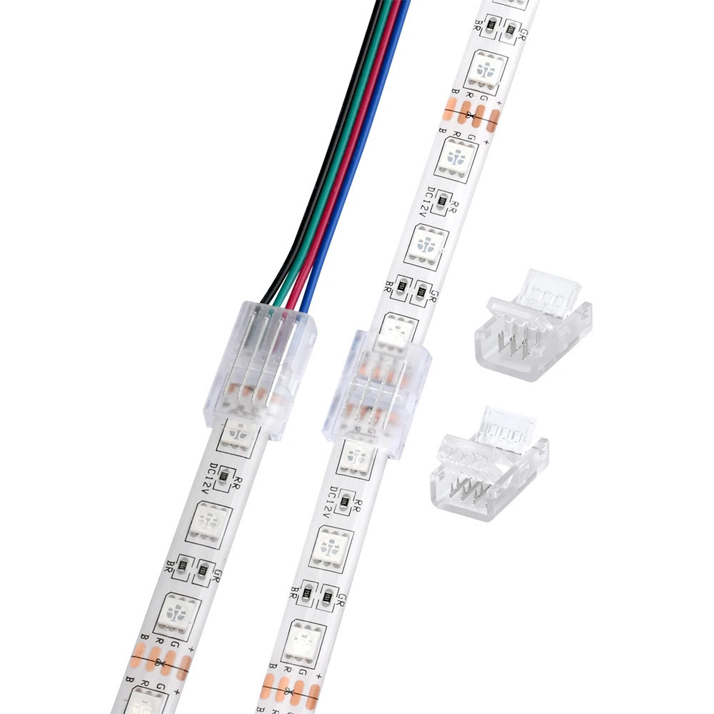 4pin RGB Tape Lights Connector for IP20 IP65 5050 3528 10mm LED Strip ...