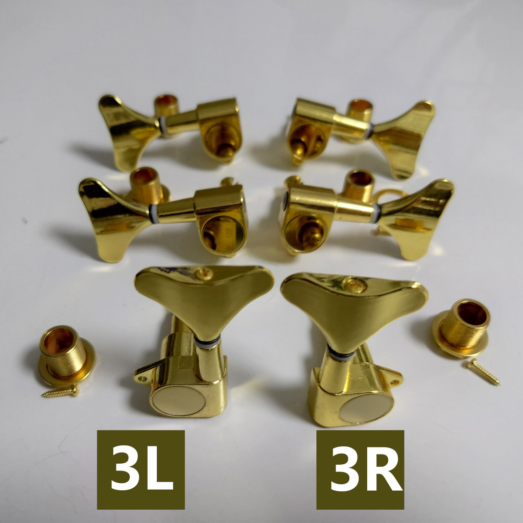 Gold Closed Electric Bass Tuning Pegs Left & Right Tuners Set for 3L 3R ...
