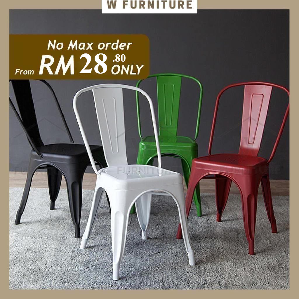WFURNITURE Bar Chair Kerusi Makan Besi Cafe Bar Stool Cafe Chair Metal ...