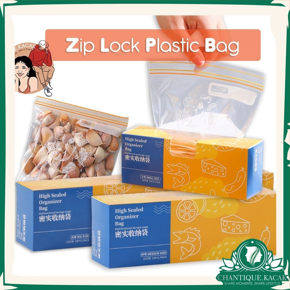 CK 15/25/30 PIECES Reusable Double Seal Ziplock Bag Transparent 3 Sizes ...