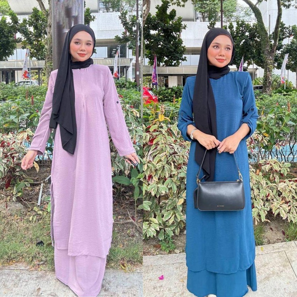 Baju Bella Set Blouse Labuh dengan Skirt Ironless Material Kain CEY ...