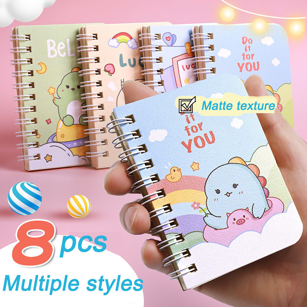 A7 80 Sheets Cute Spiral Notebook Cartoon Style Pattern Notebook ...