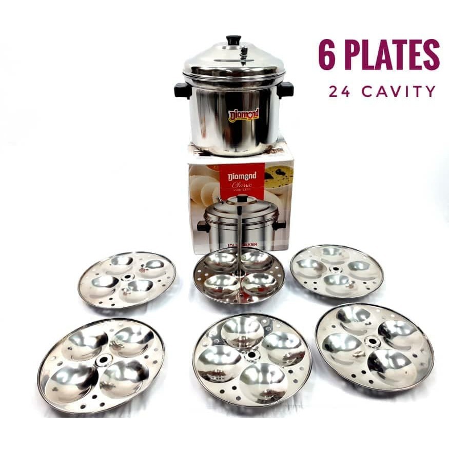 Diamond Idly Cooker Pot Stainless Steel Classic Jointless 24 Cavity ...