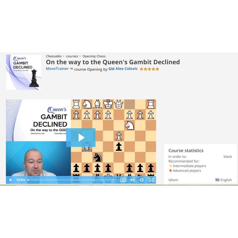 PREMIUM CHESS VIDEO | Chessable On the way to the Queen's Gambit ...