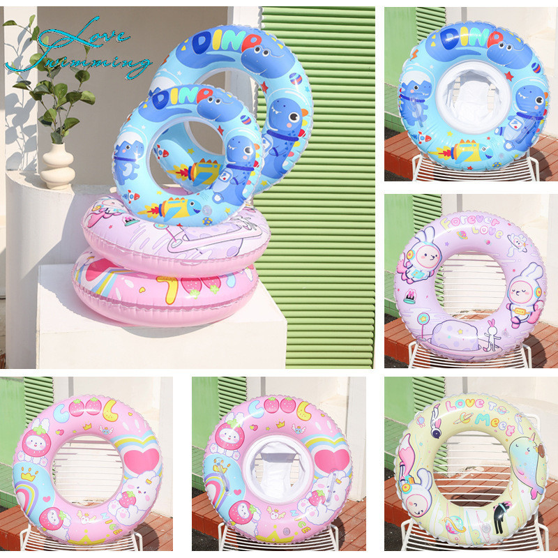 Inflatable Toys Kawaii Kuromi Swimming Ring Cartoon Cute Anti-rollover ...