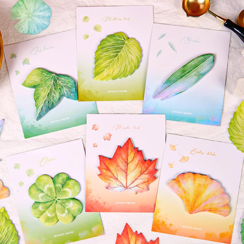 30 Sheets Cute Leaf Shaped Memo Paper Leaves Style Sticky Notes for ...