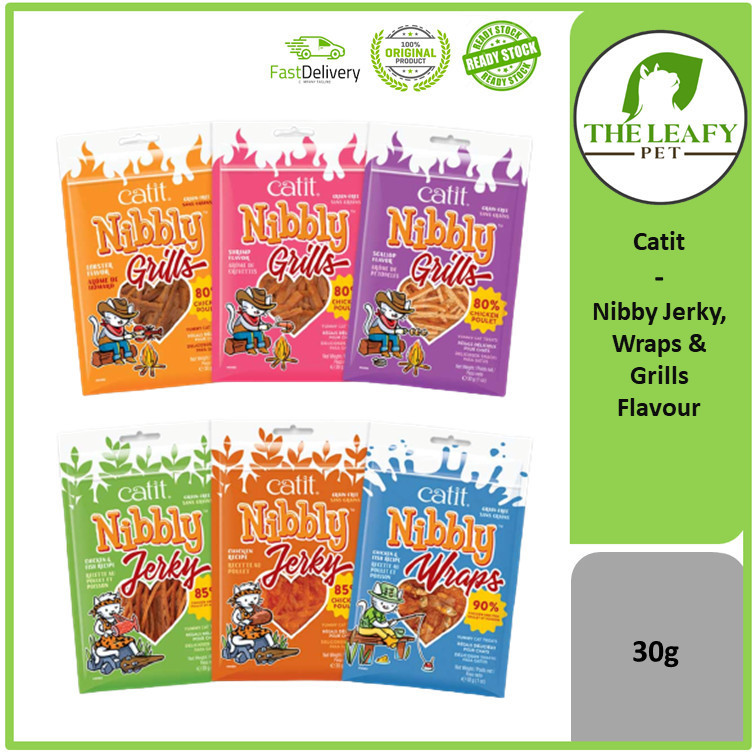 Catit Nibbly Jerky , Wraps & Grills Flavor ( Cat Snack / Cat Treat ...