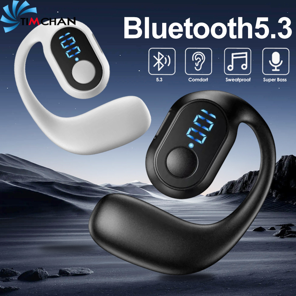 Bone Conduction Headphones - Single Left Ear Hook Headsets - LED ...
