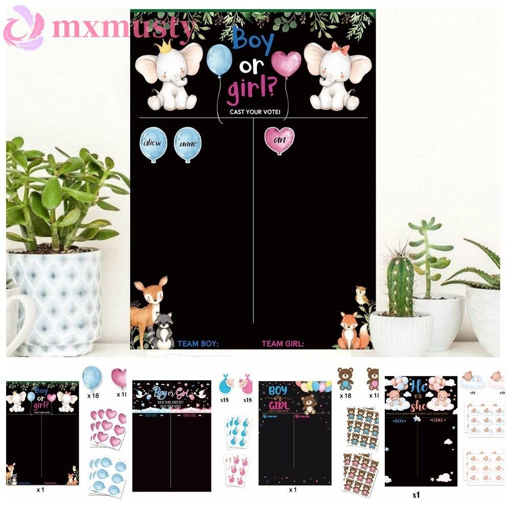 MXMUSTY Gender Revealed Voting Game, With Stickers Festive Boy or Girl ...