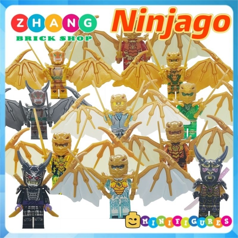 Ninjago Dragons Rising golden Lloyd Kai Zane Jay Cole Nya Oni Garmadon ...