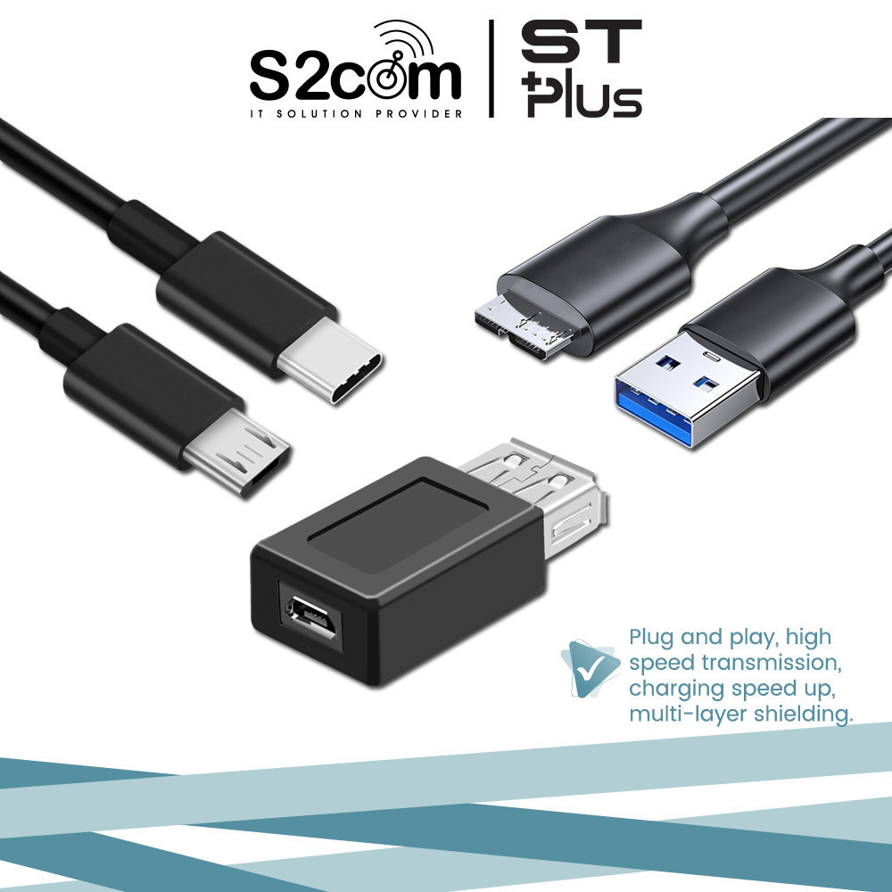 USB To Micro-B Data Cable & USB Female To Micro USB Female Adapter ...