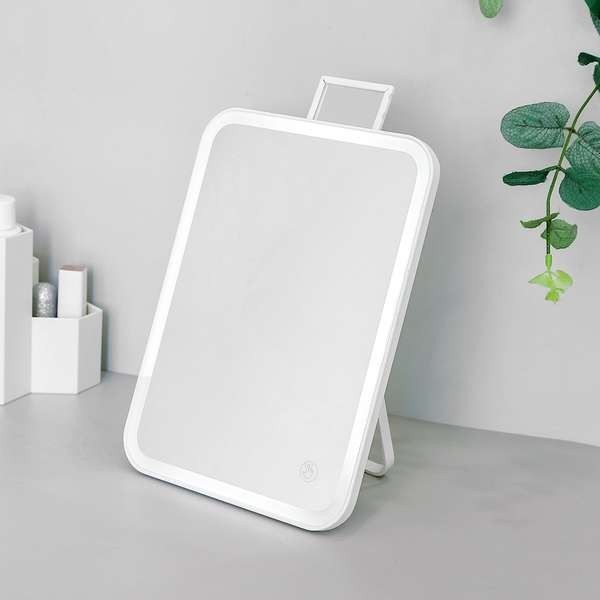 clay mirror small mirror Cermin solek LED dengan cahaya, gantung ...