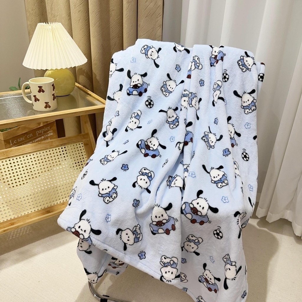 Flannel Blanket Pochacco Cute Cartoon Bed Quilt Cozy Sofa Throws Soft ...