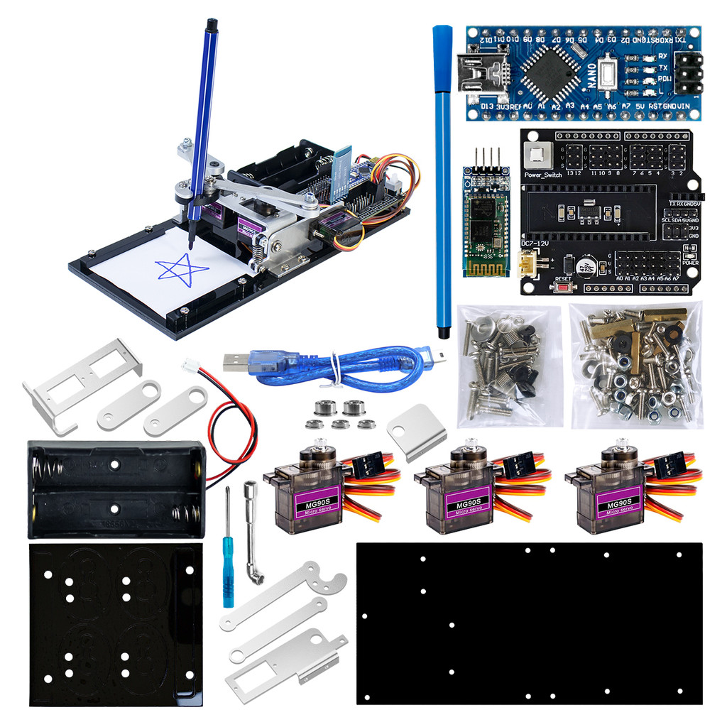 LAFVIN Microcontroller Robotic Arm Drawing Kit Programmable DIY Drawing ...