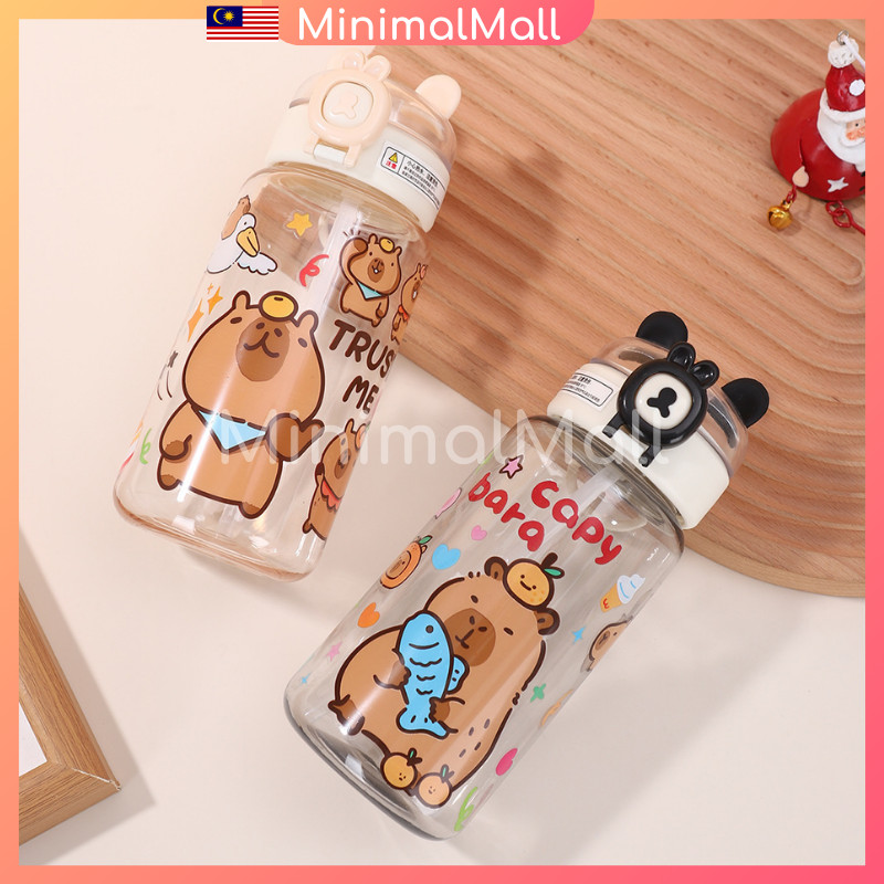 500ML Capybara Water Bottle with Straw for Children School Drinking ...