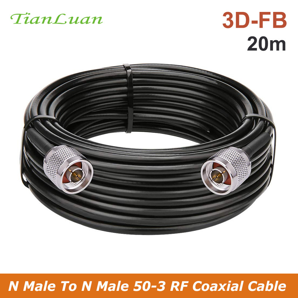 20m 3D-FB Coaxial Cable Line 50ohm 50-3 20meters Wire with 2pcs N-male ...