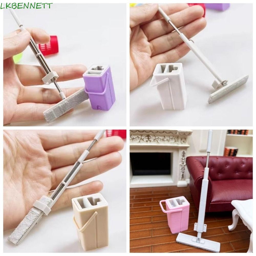LKBENNETT Dollhouse Broom Mop, Simulation 1/12 Scale Miniature Cleaning ...