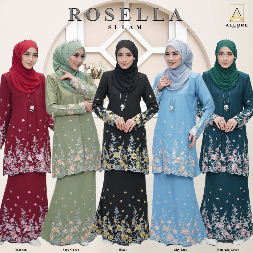 Allure Exclusive Set Baju Kurung Sulam Rosella 2025 Ibu Anak Sedondon ...