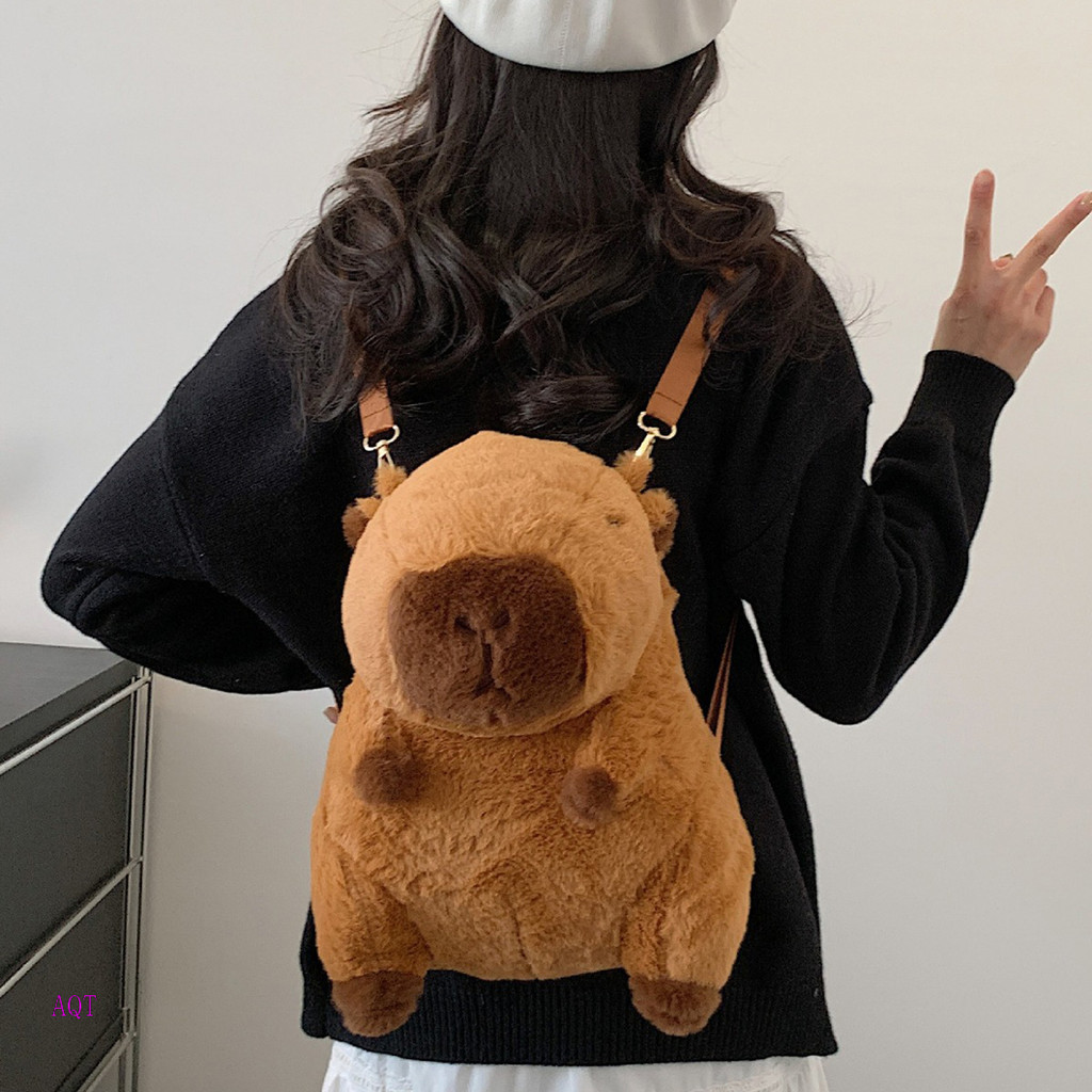 AQT 1PC Plush Capybara Backpack Plush Backpack Animal Cartoon Stuffed ...