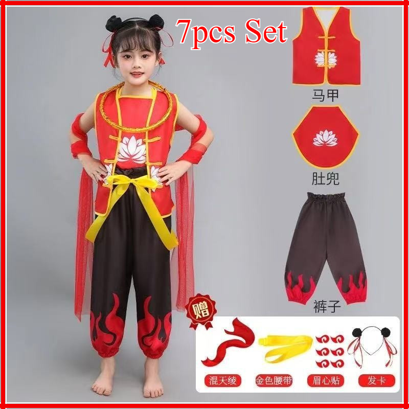 Nezha Costume for Kids Boy Girl Movie Ne Zha 2 Cosplay Leprechaun Red ...